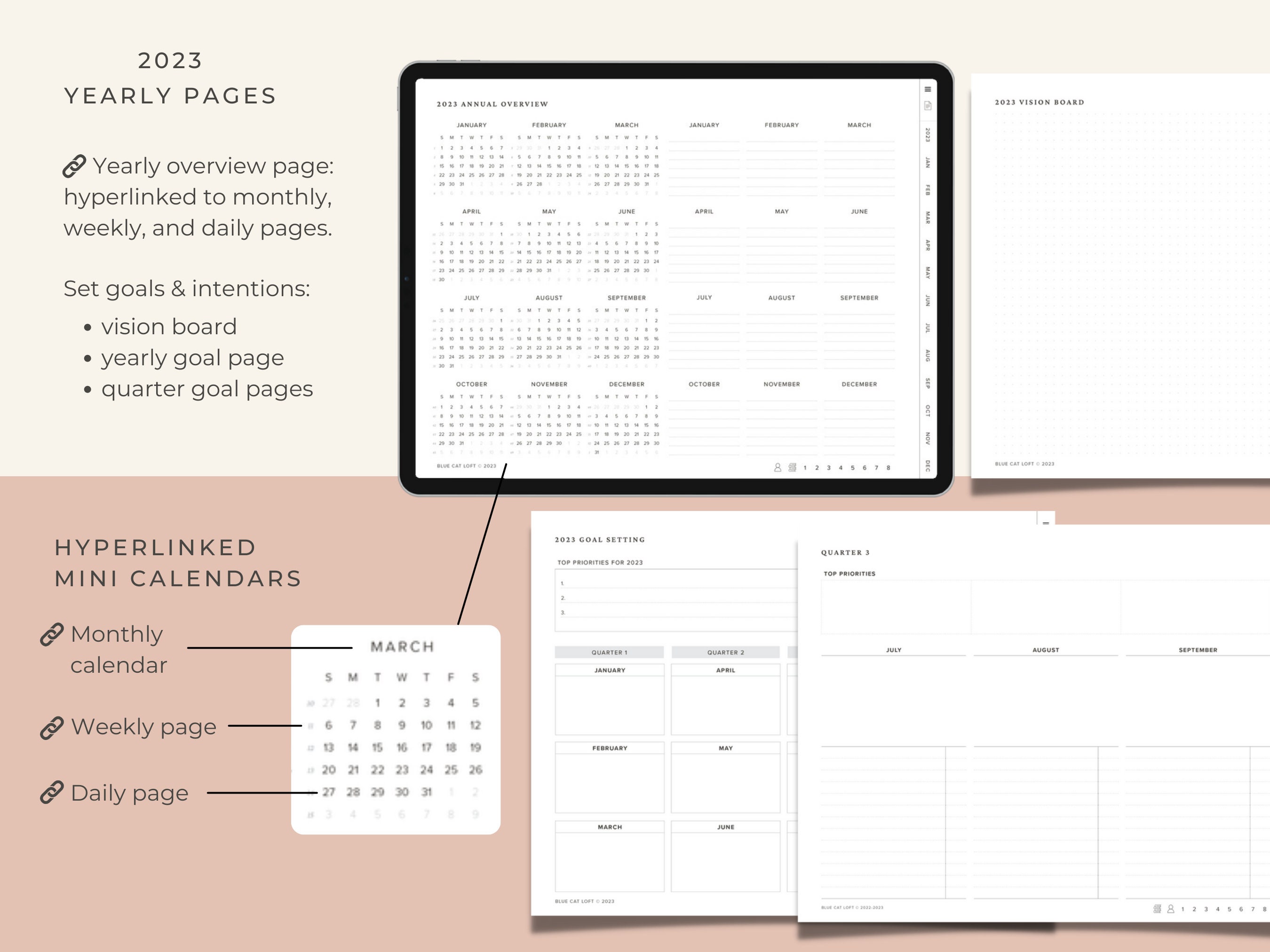 Weekly Digital Planner 2023 Grid Blocks, Goodnotes Habit Tracker Pages ...