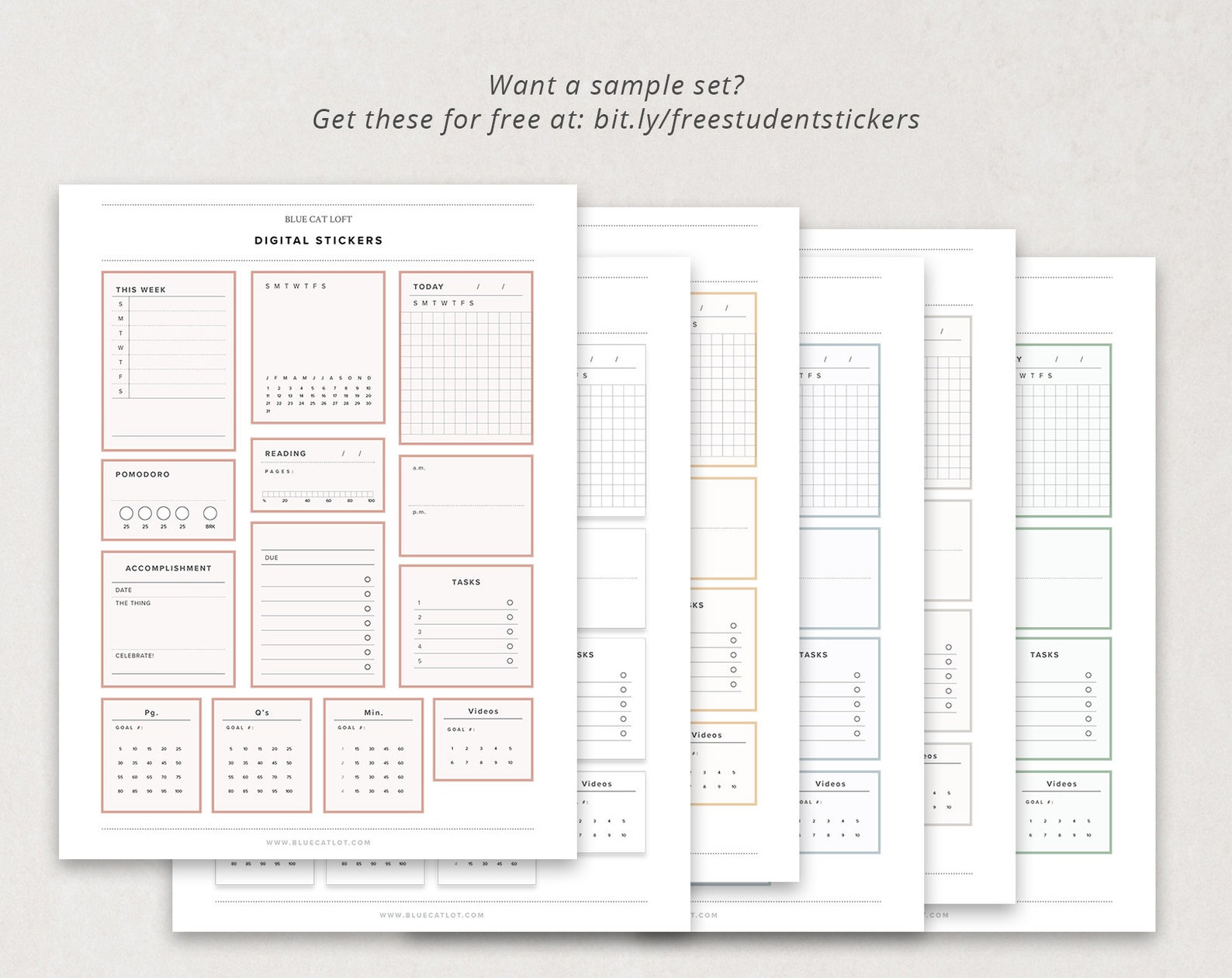 Academic Digital Stickers for College Students Simple - Etsy