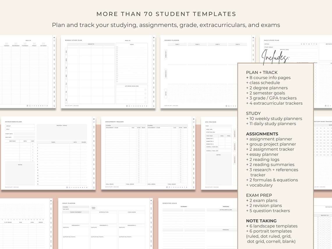 2023-2024 Digital Student Planner iPad Pro, Goodnotes Planner Student ...