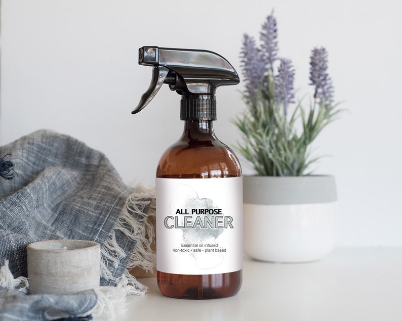 PRINTABLE Spray Bottle Label, Clear All Purpose Cleaning Label for ...