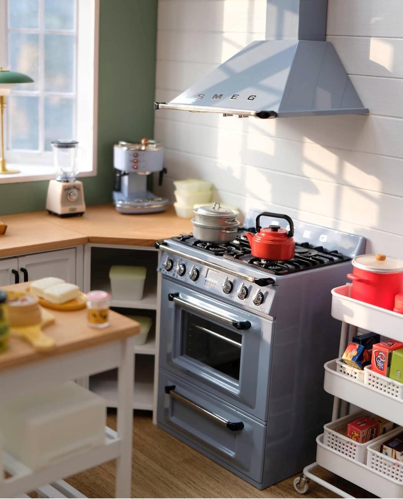 1:6 Blue Cooking Range Hob Stove and Hood Set for Barbie Blythe Doll ...