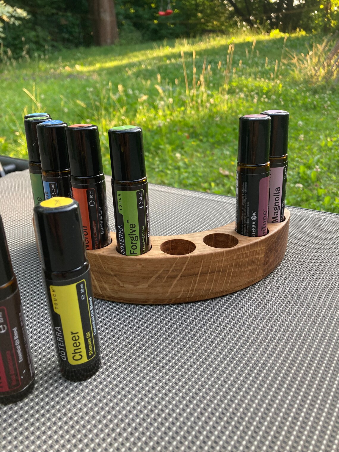 9 Oils Organizer Half Round Stand for Doterra Oils Wooden Holder for ...