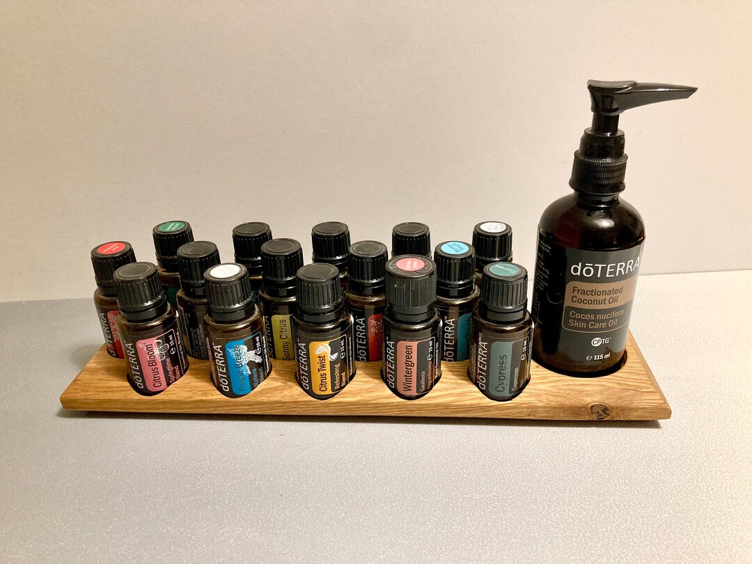 Oil Organizer Stand for 15 Doterra Oils, Wooden Holder, Oak, for Oil ...