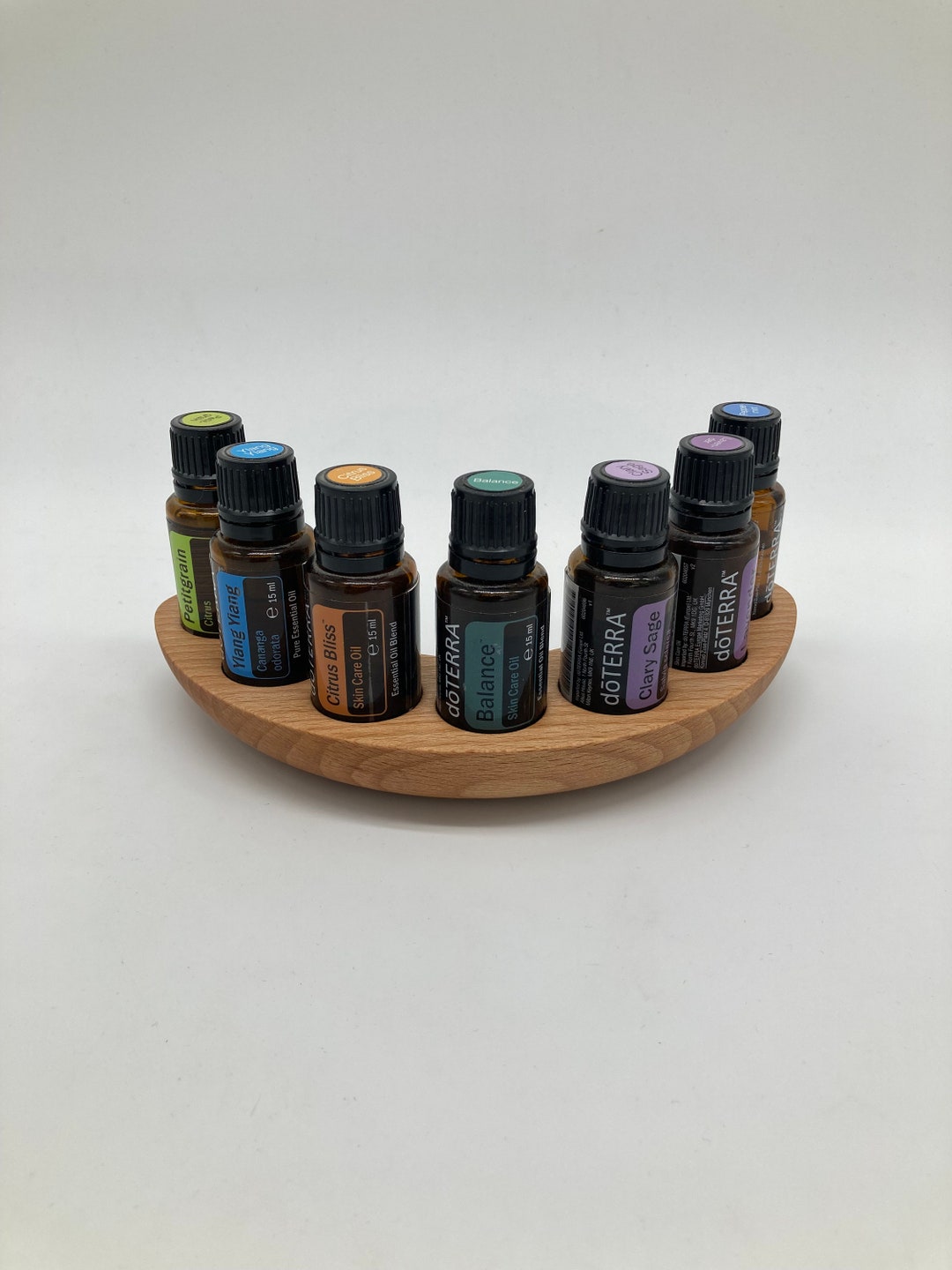 7 Oils Organizer Semi-circular Stand Made of Beech Wood for Doterra ...