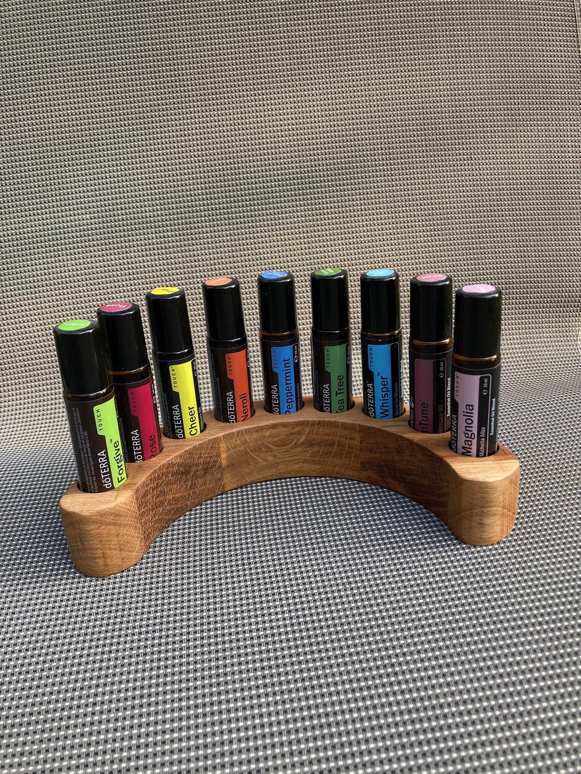 9 Oils Organizer Half Round Stand for Doterra Oils Wooden Holder for ...