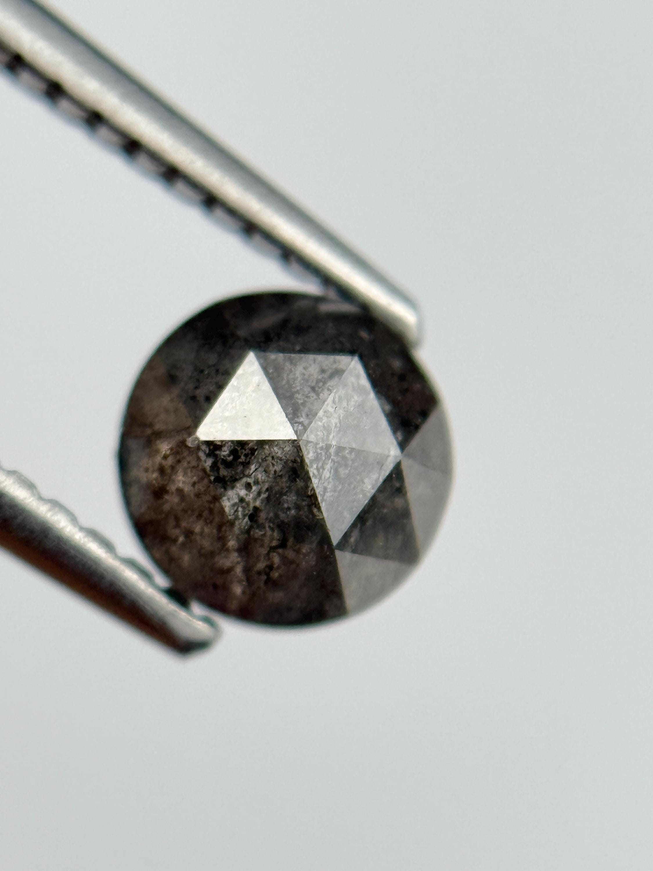 1.01 Crt Round Salt and Pepper Natural Grey Diamond Loose, Celestial ...