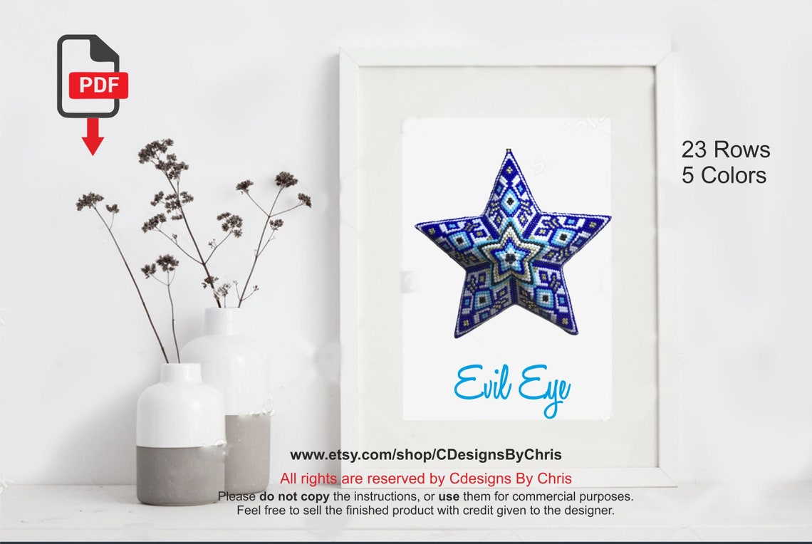 3d Star Evil Eye Peyote Beading Pattern PDF Pattern Instant - Etsy
