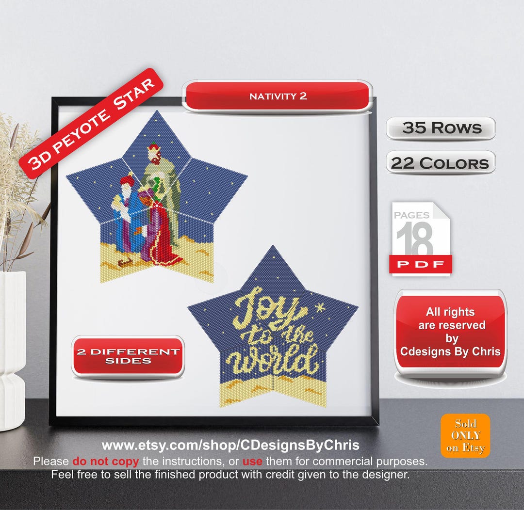 Nativity 2 3d Christmas Star Peyote Beading Pattern PDF Pattern Instant ...