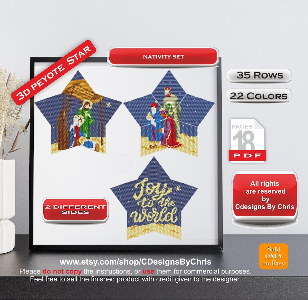 Nativity Set 3d Christmas Star Peyote Beading Pattern PDF Pattern ...