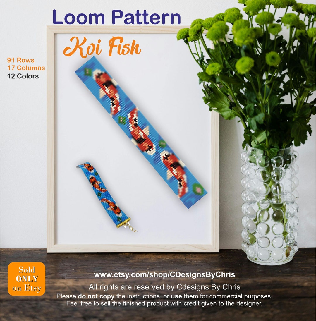 Koi Fish Loom Bracelet Beading Pattern PDF Pattern for Cuff Bracelet ...