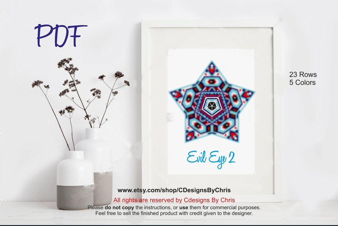 3d Star Evil Eye 2 Peyote Beading Pattern PDF Pattern Instant Download ...