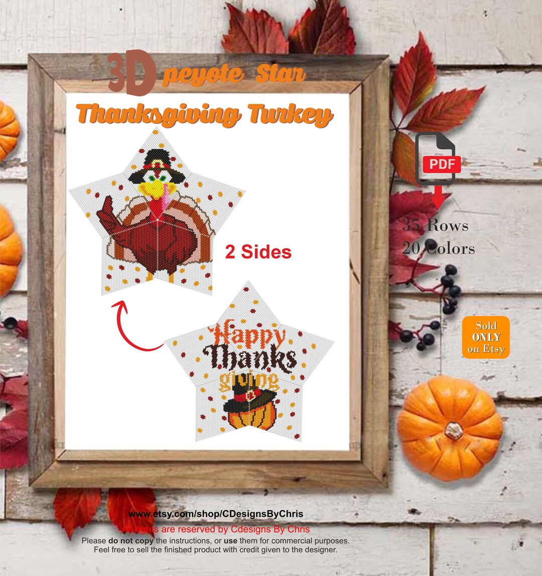 Thanksgiving Turkey 3d Star Peyote Beading Pattern PDF Pattern Instant ...