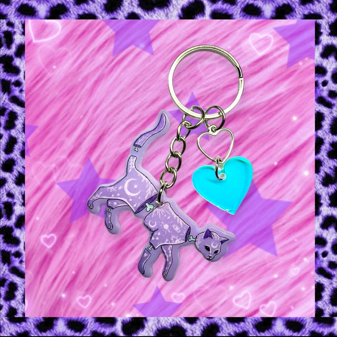 Pastel Goth Keyring Kitty Cat Sparkle - Etsy