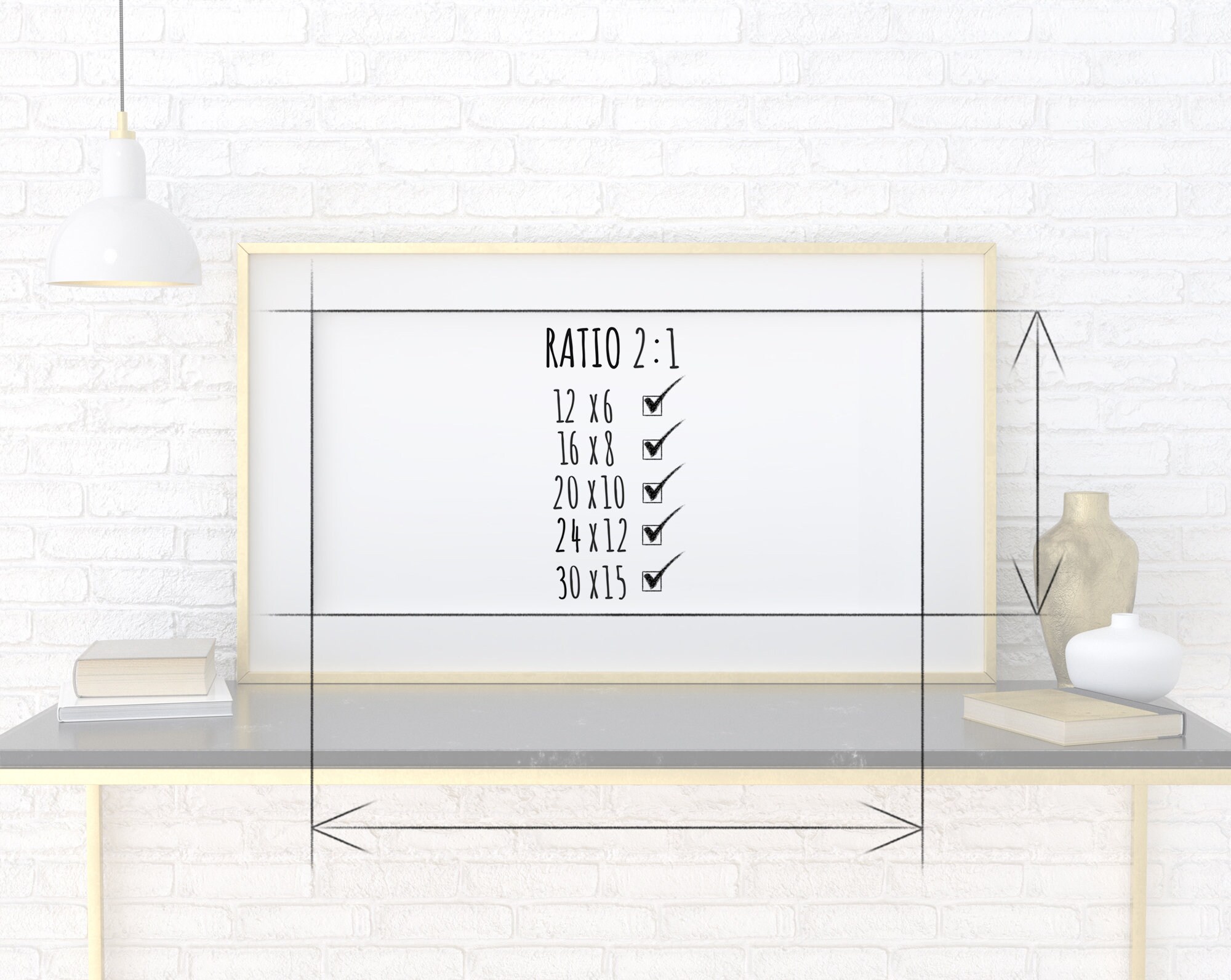 2:1 Ratio 12x6 16x8 20x10 24x12 Gold Landscape Frame - Etsy Singapore