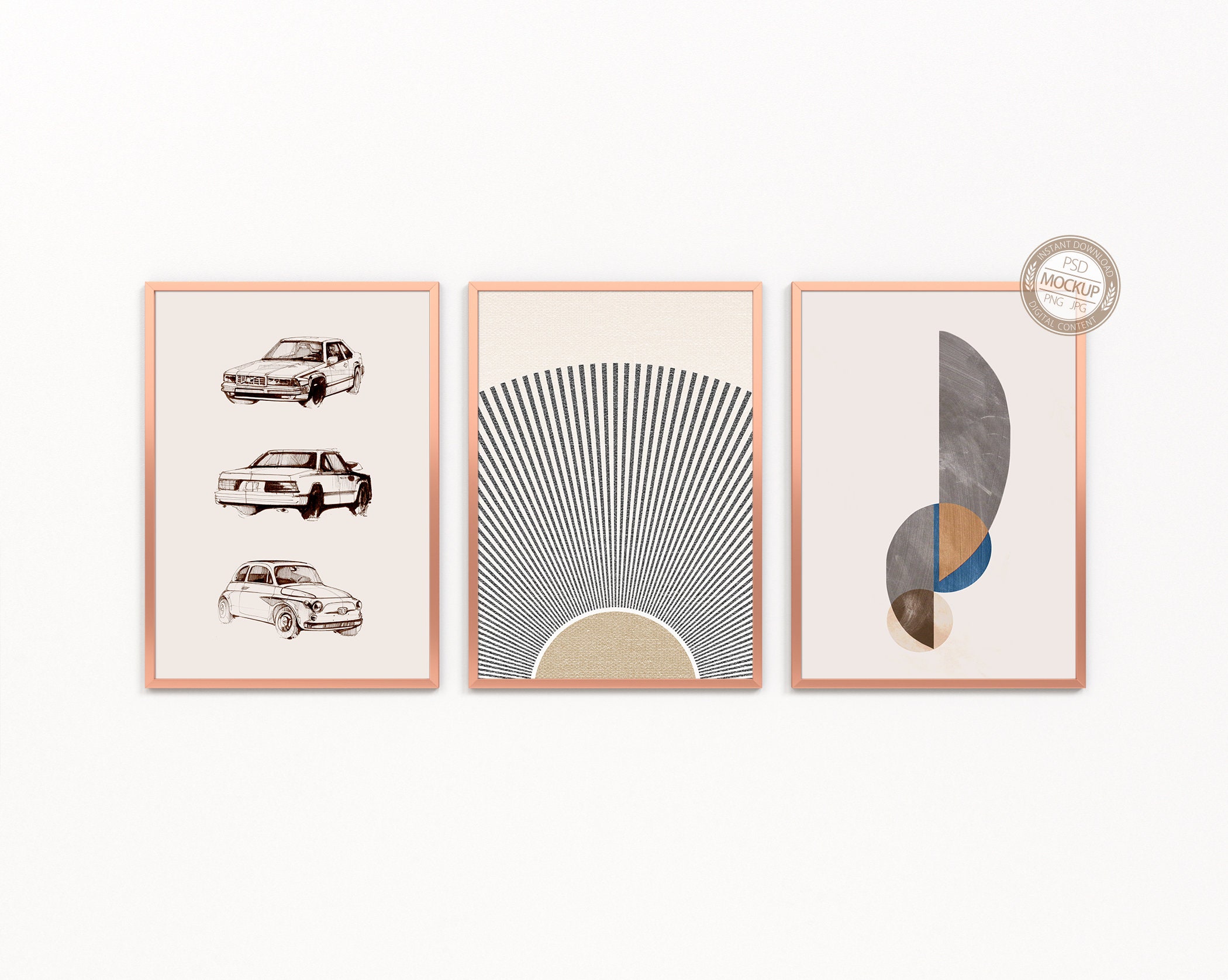 A4 A3 A2 A1 Set of Three Copper Vertical Frames MockupSet of | Etsy