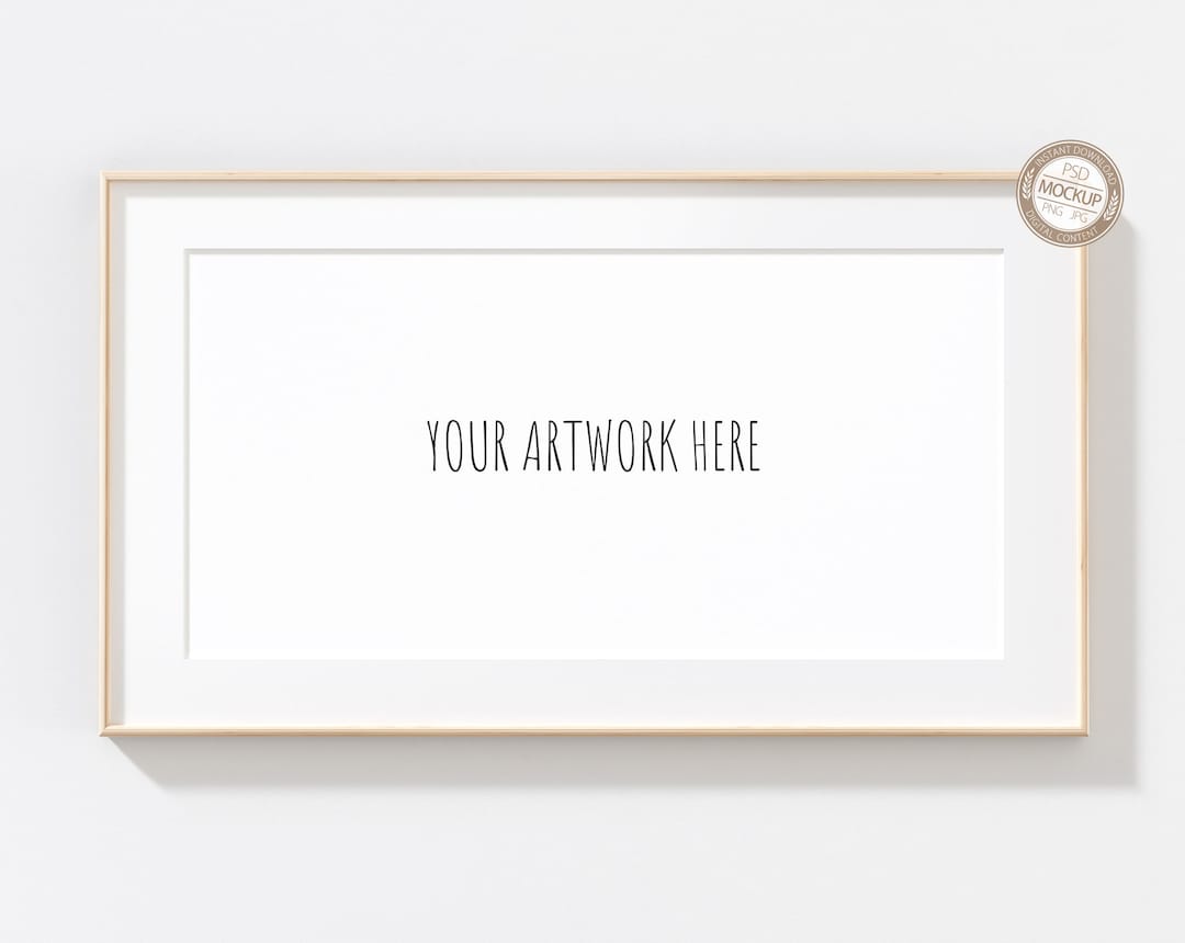 2:1 Ratio, 12x6 16x8 20x10 24x12 30x15 Landscape Oak Frame Mockup for ...