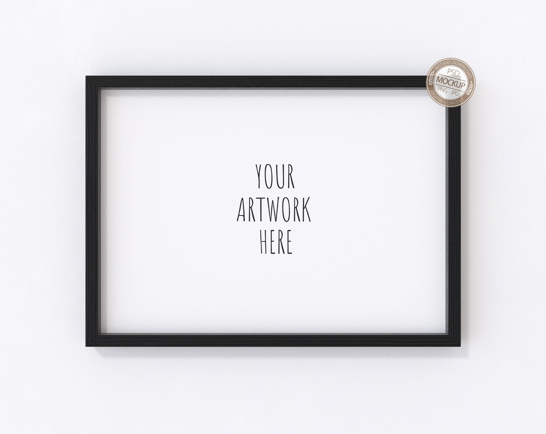 A1 A2 A3 A4 Digital Black Frame Mockup,horizontal Frame on White Wall ...