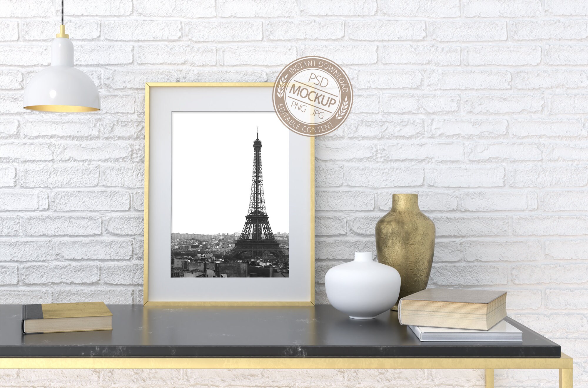A3 Gold Portrait Frame Mockup,thin Frame,digital Styled Metallic Frame ...
