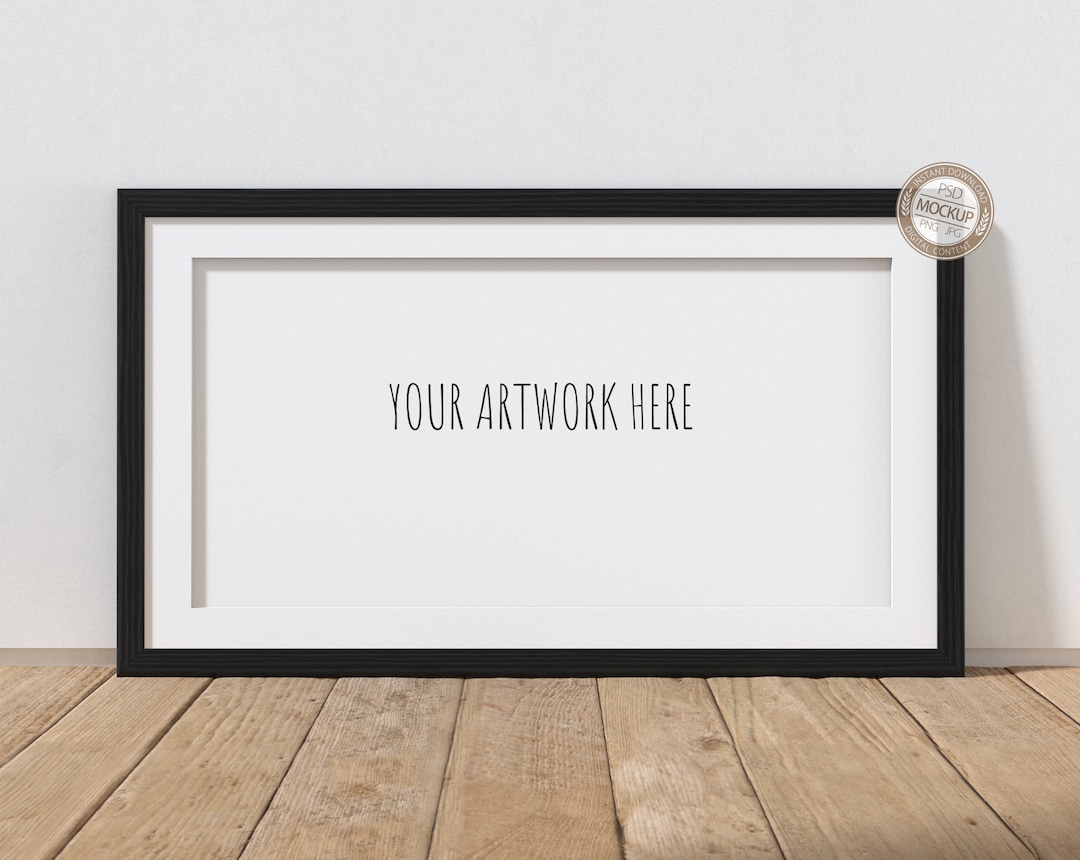 2:1 Ratio, 12x6 16x8 20x10 24x12 30x15 Landscape Black Frame Mockup for ...