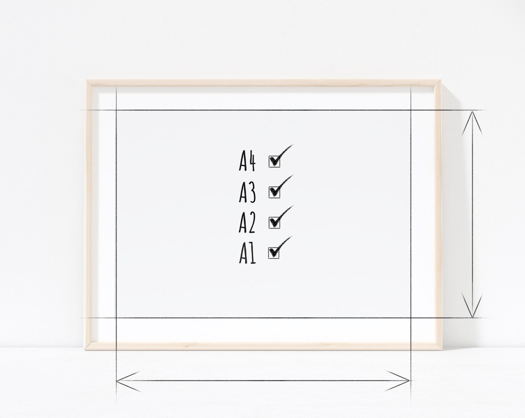 A4 A3 A2 A1 Landscape Frame Mockup, Wooden, Minimal Frame on Desk ...