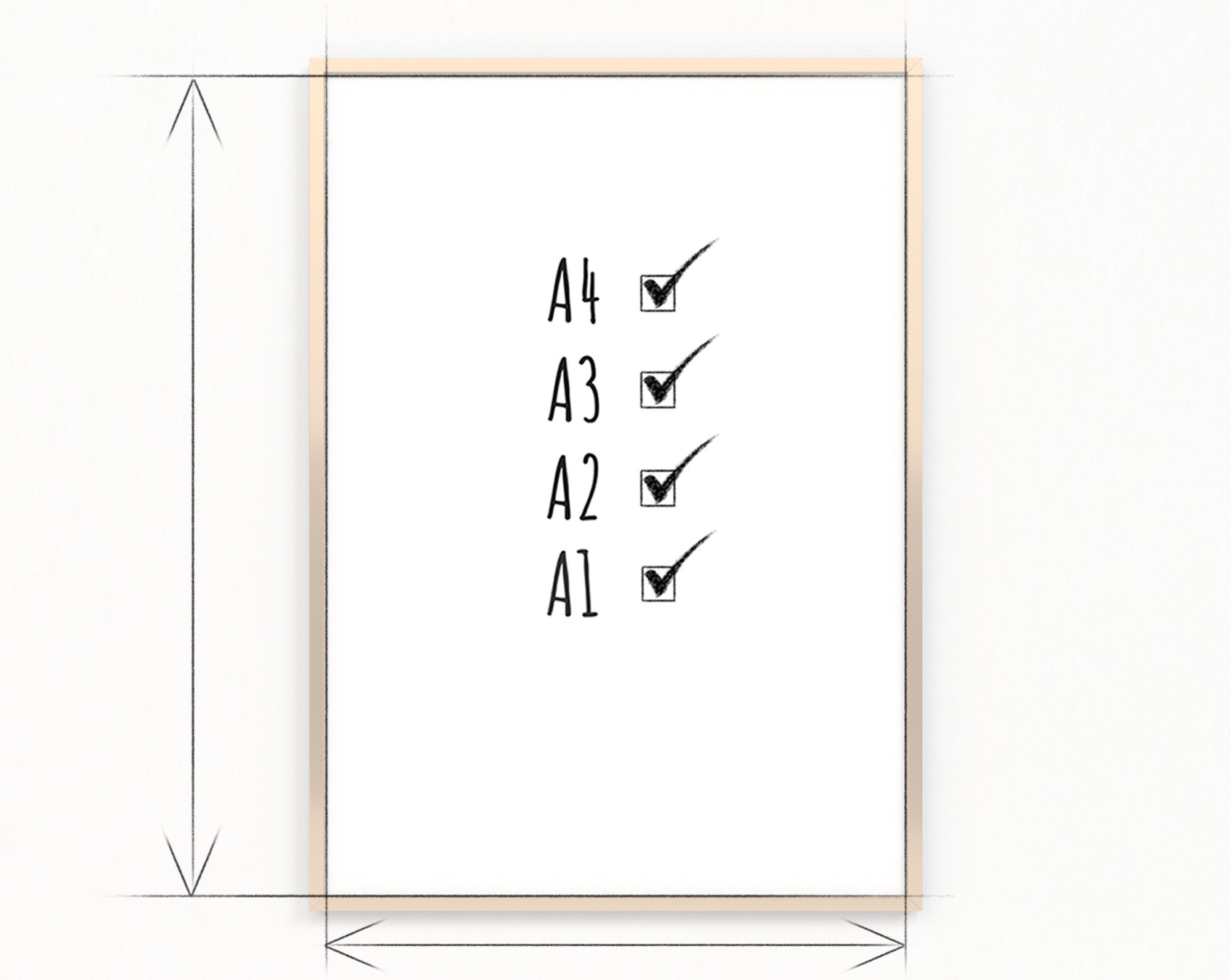 A1 A2 A3 A4 Portrait Gold Frame Mockupvertical Frame on White - Etsy