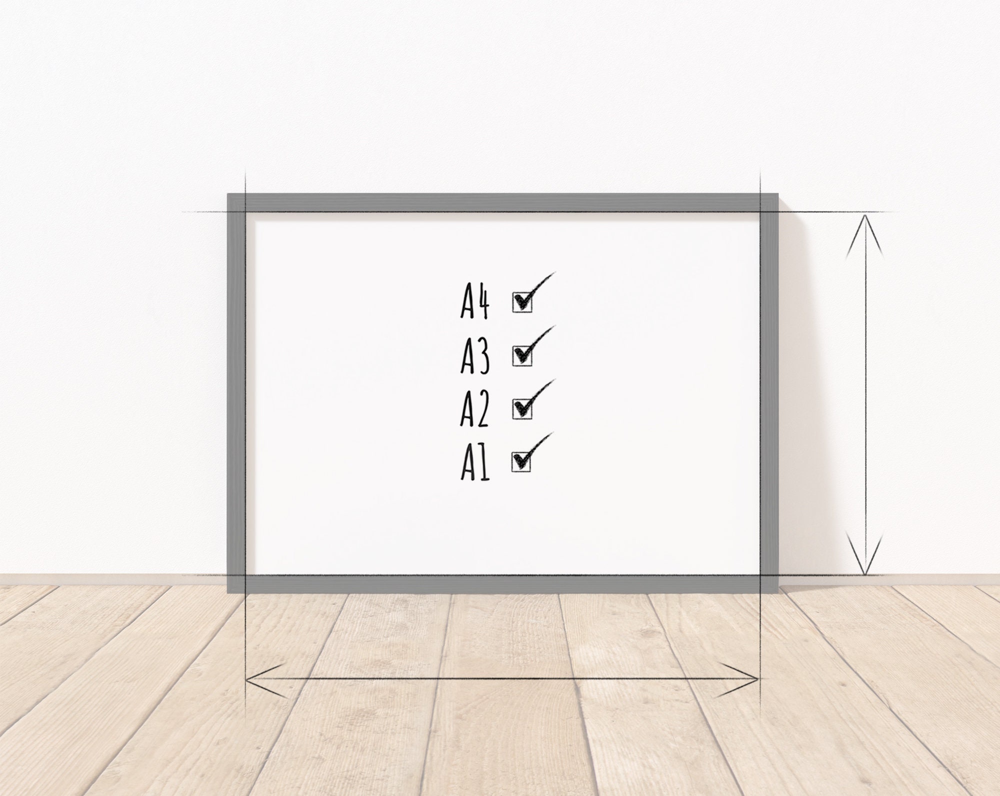 A4 A3 A2 A1 Landscape Black Frame Mockup for Your Artwork | Etsy