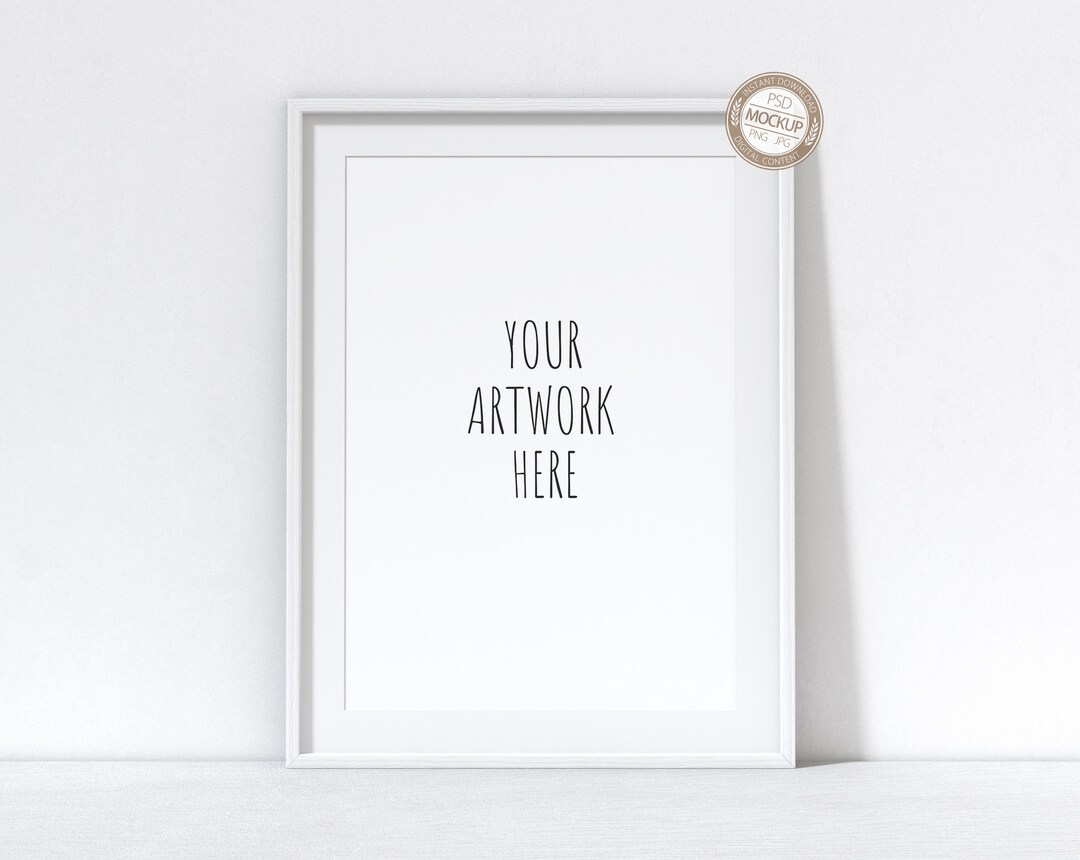 A4 A3 A2 A1 Portrait Frame Mockup, Vertical White Frame on Desktop ...
