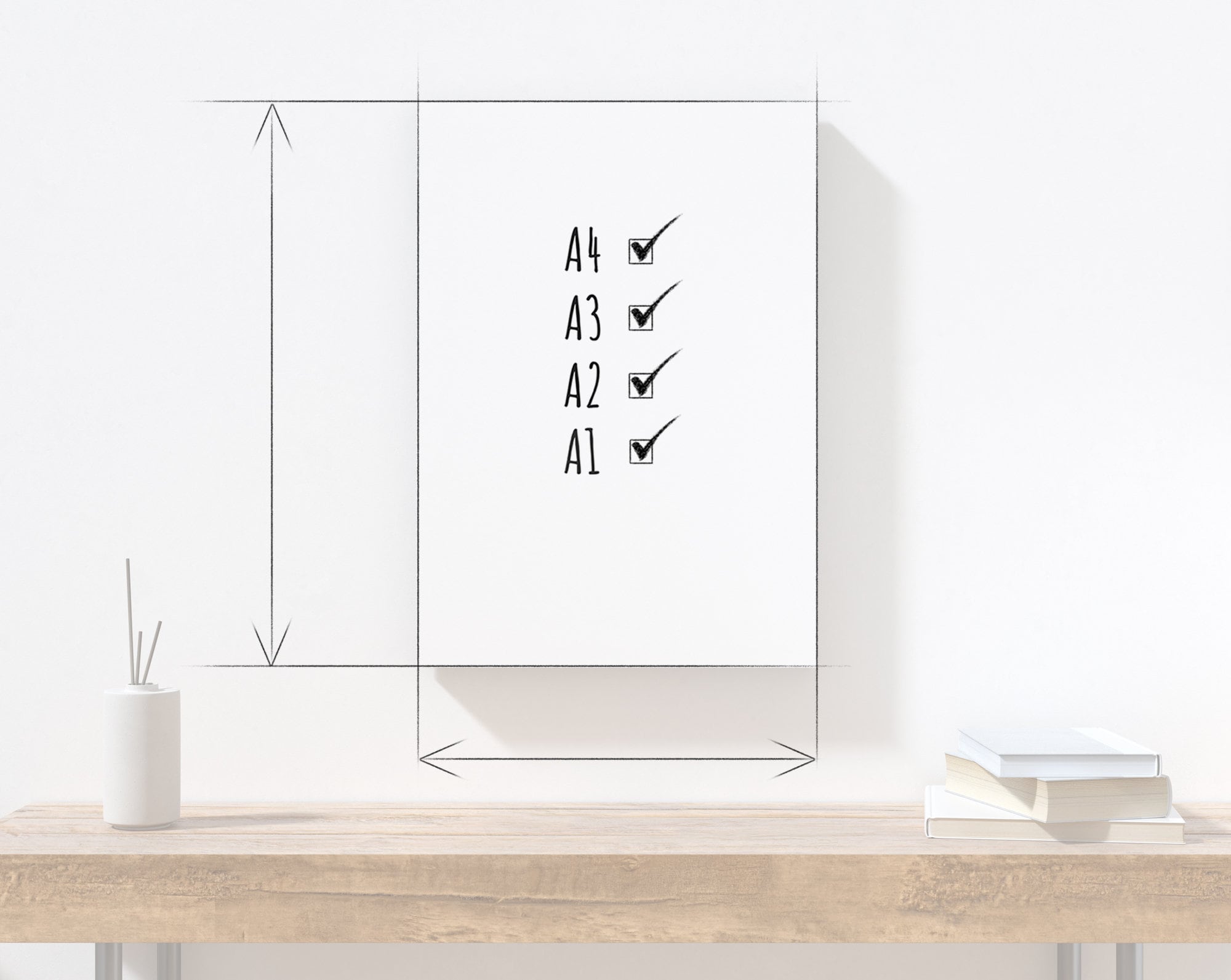 Vertical Canvas Mockup, A-size, A4 A3 A2 A1 Canvas on Wall Mock Up ...