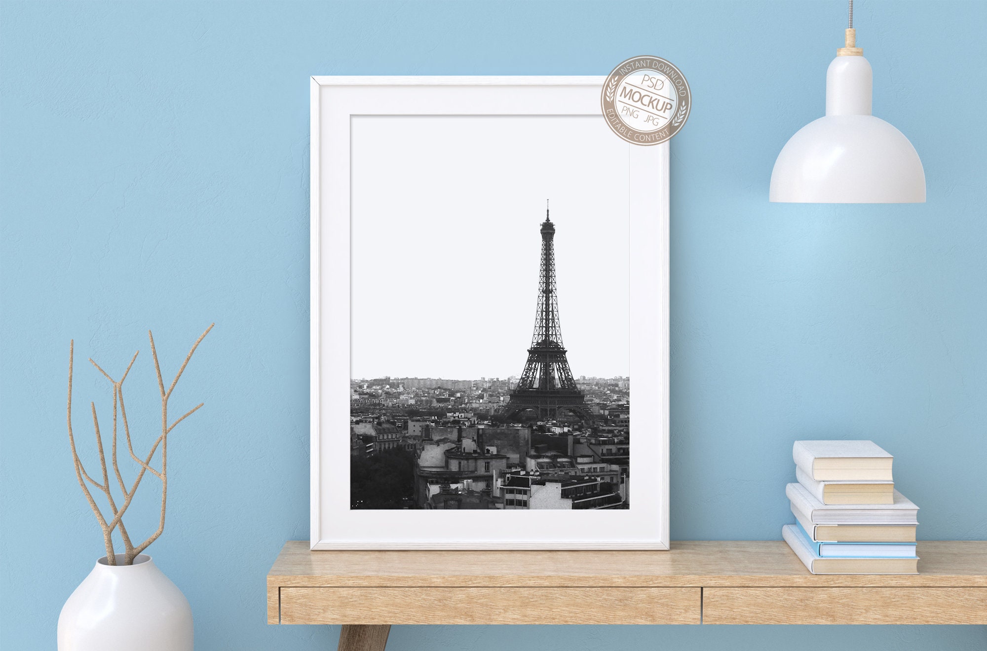 A2 A1 Portrait White Frame Mockup Thin Digital Styled Frame | Etsy