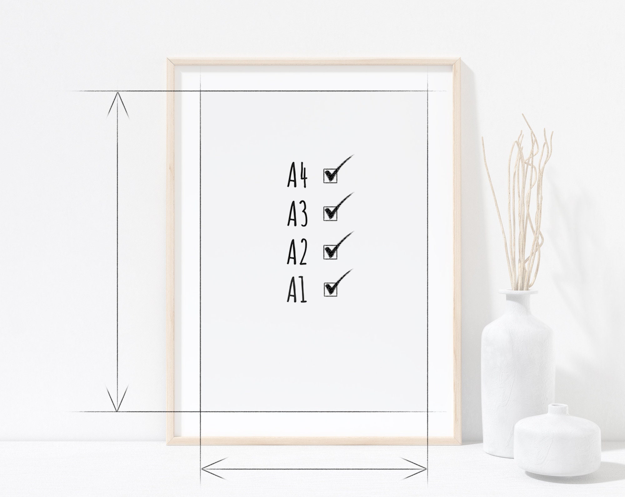 A4 A3 A2 A1 Portrait Frame Mockup,wooden,minimal Frame on Desk With ...