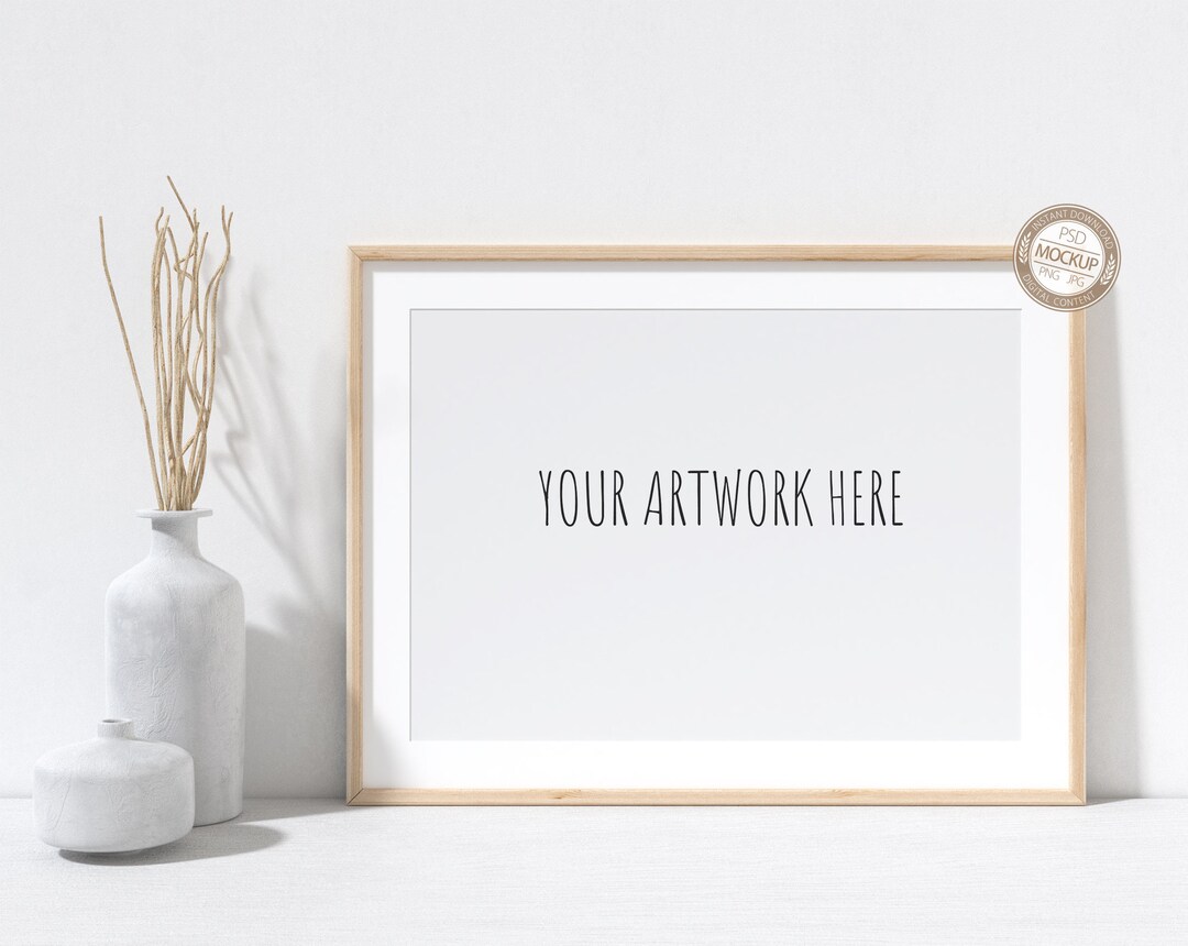 A4 A3 A2 A1 Landscape Frame Mockup,wooden,minimal Frame on Desk With ...