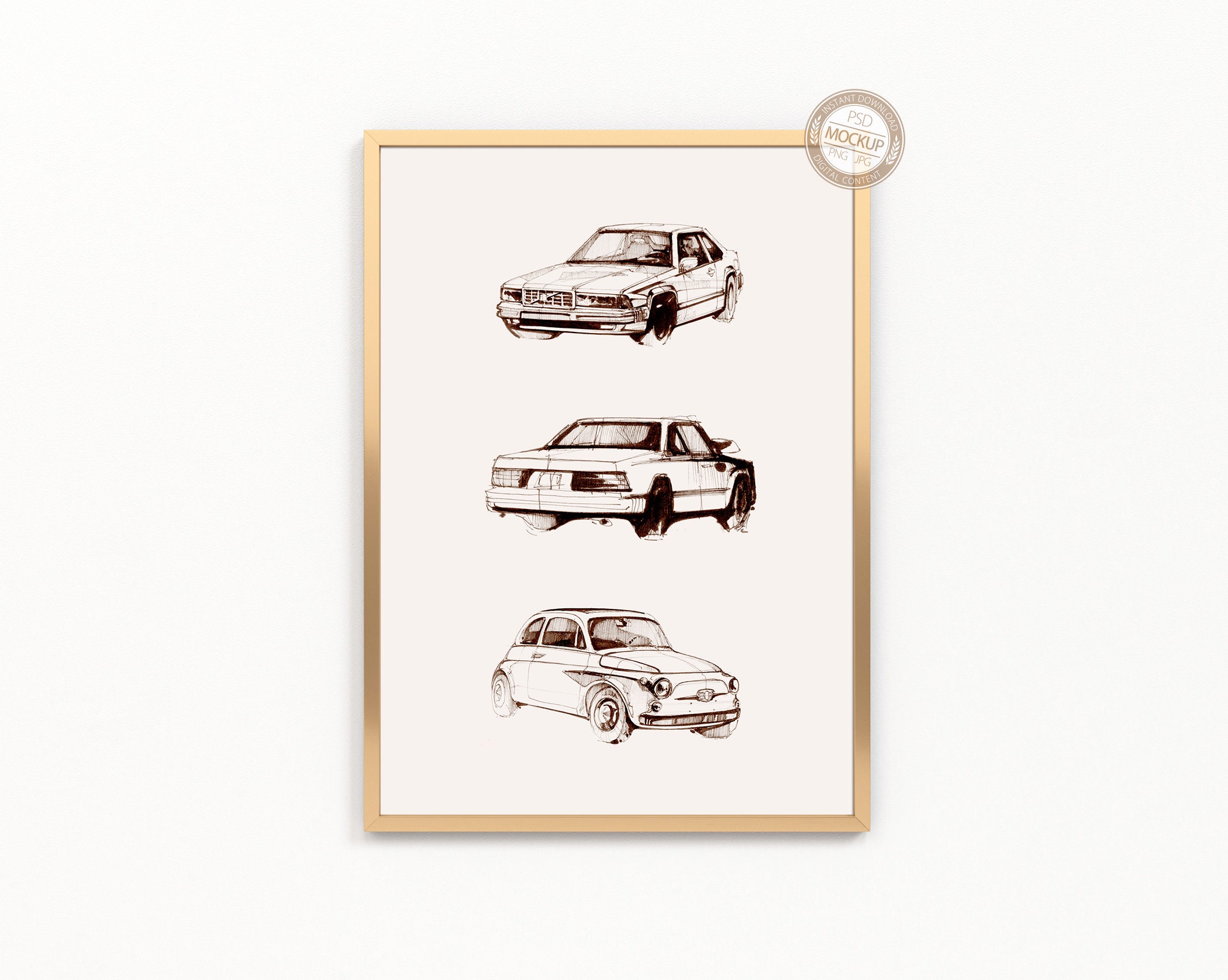 A1 A2 A3 A4 Portrait Gold Frame Mockup,vertical Frame on White Wall ...