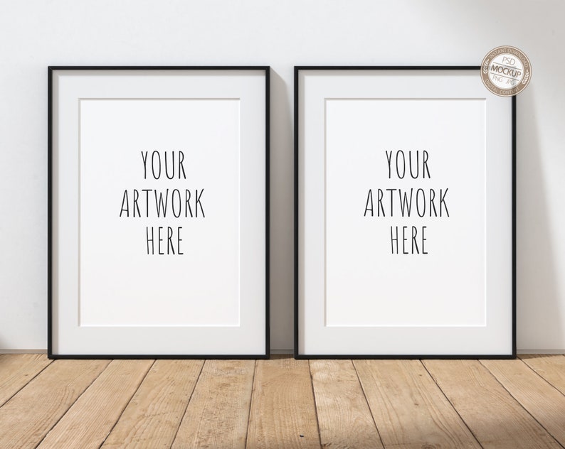 A4 A3 A2 A1 Set of 2 Portrait Frame Mockup Two Black Thin - Etsy