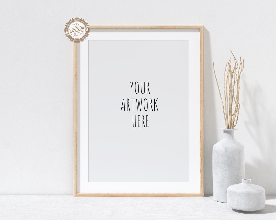 A4 A3 A2 A1 Portrait Frame Mockup,wooden,minimal Frame on Desk With ...