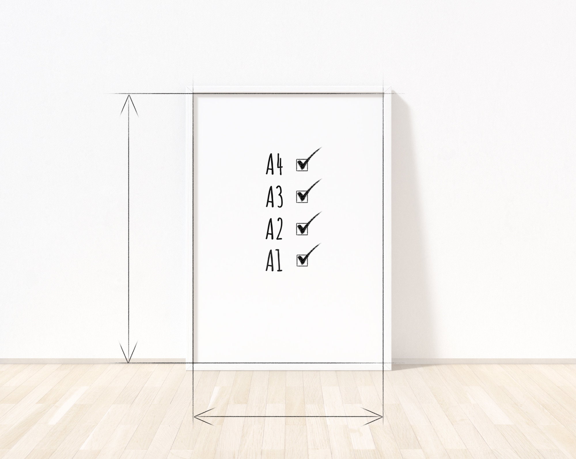 A4 A3 A2 A1 Vertical Frame Mockup, White Mockup Frame, Modern Vertical ...