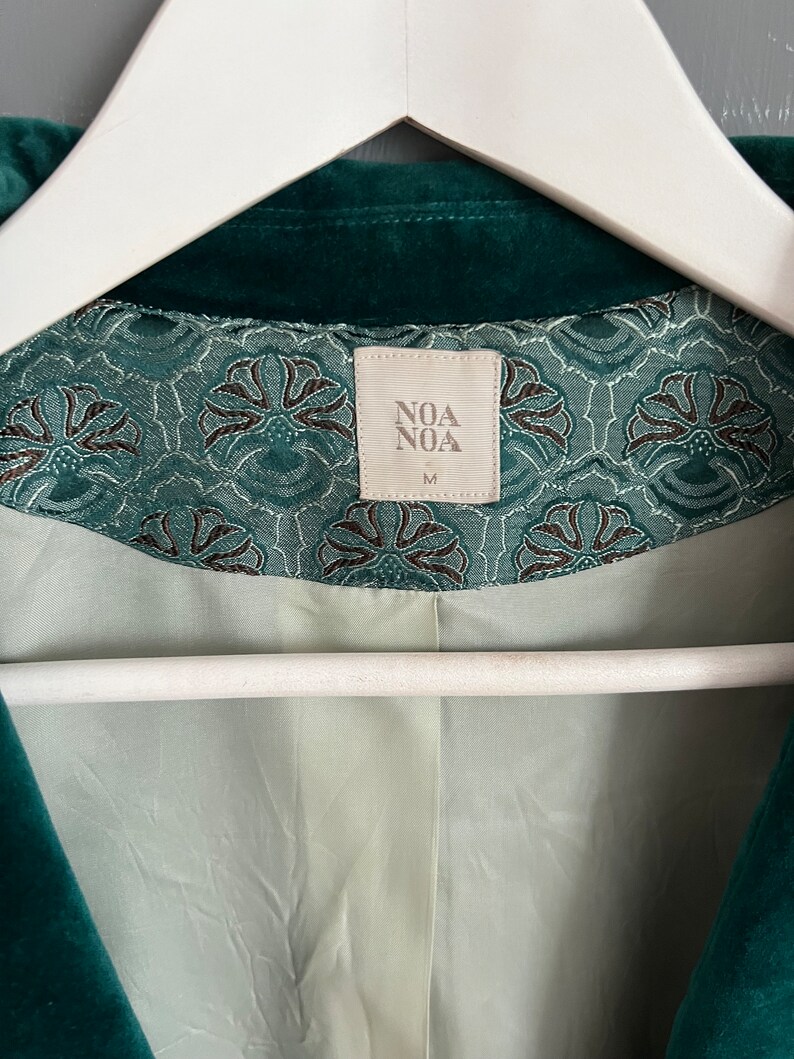 Vintage Noa Noa Velour Silk Jacket Emerald Green Deep V-neck Rolled ...