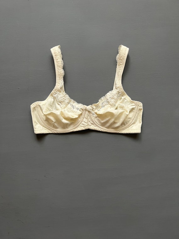Vtg TRIUMPH Bullet Bra, Retro Sheer Embrossed Flowers… - Gem