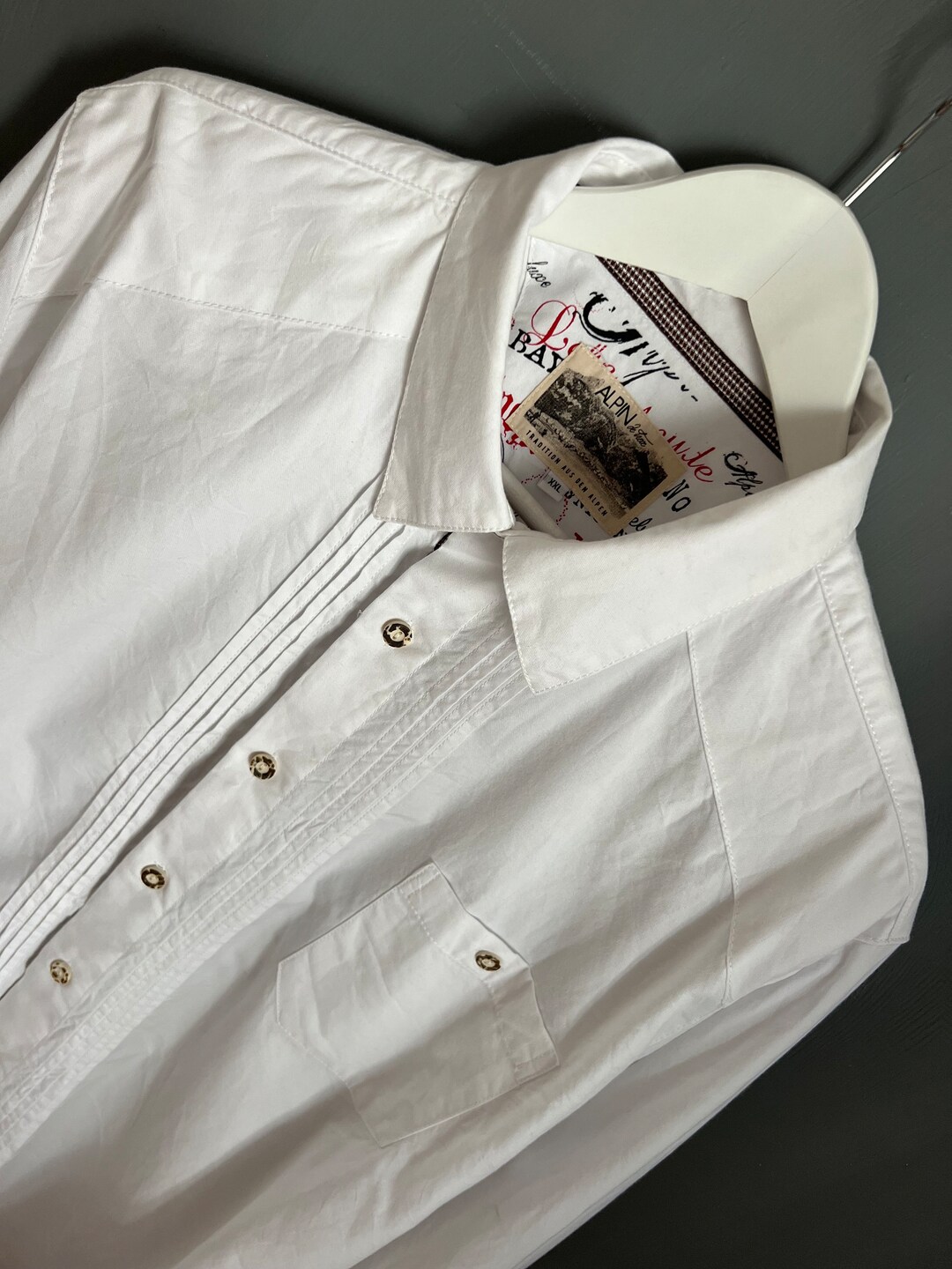 Vtg Alpin De Luxe Trachten Shirt, 100% Cotton White Shirt, One Chest ...