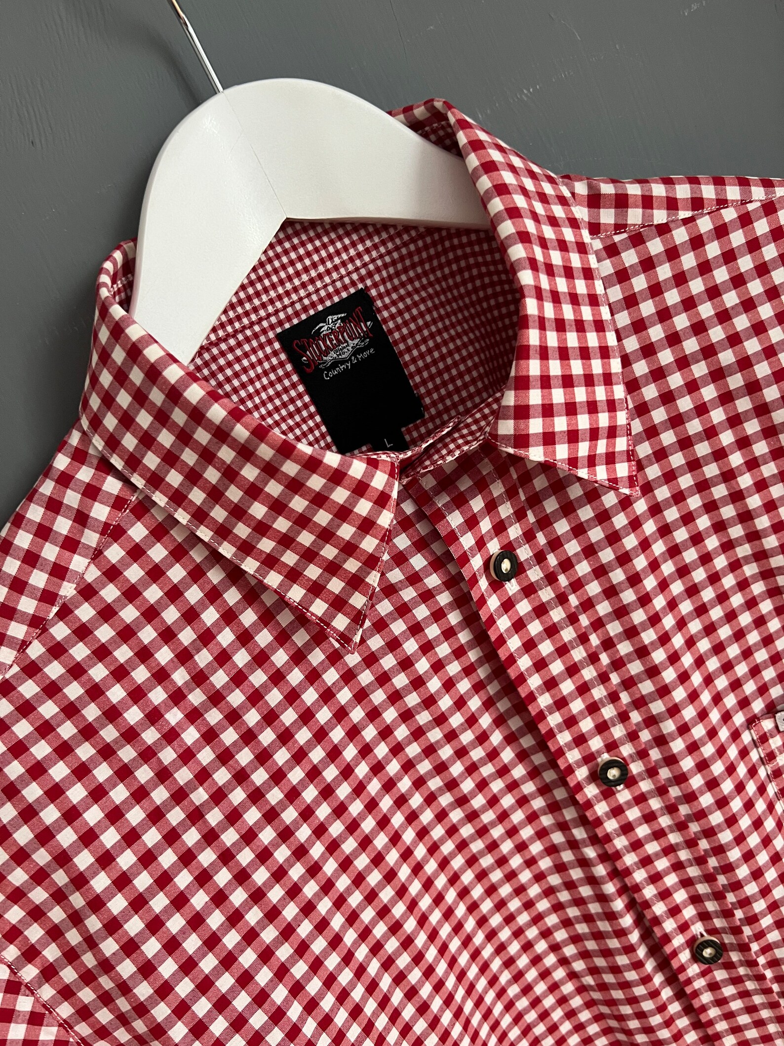 Vtg Stockerpoint Trachten Shirt, Red and White Gingham Checkered Plaid ...