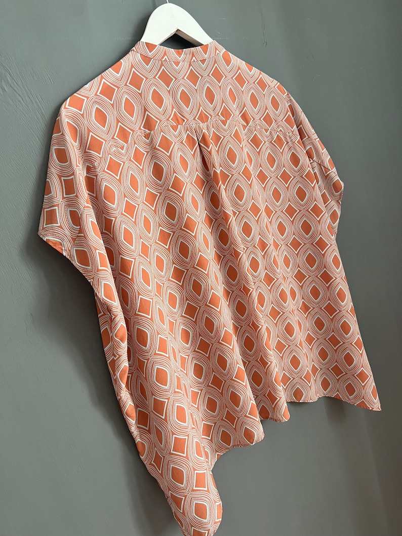 Lu Li Lina Silk Blouse Terracotta White Oversize Ladies Shirt Stand ...