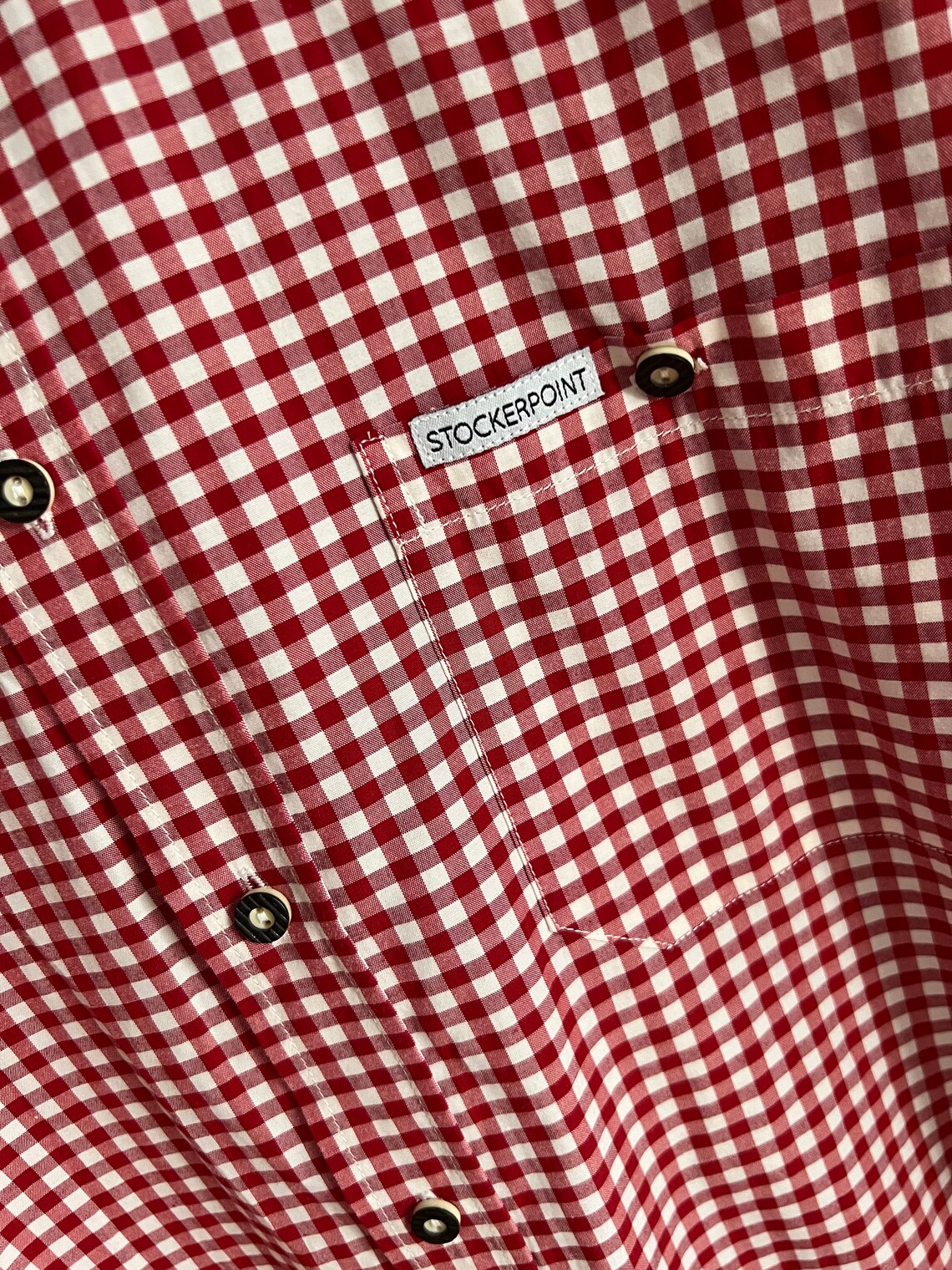 Vtg Stockerpoint Trachten Shirt, Red and White Gingham Checkered Plaid ...