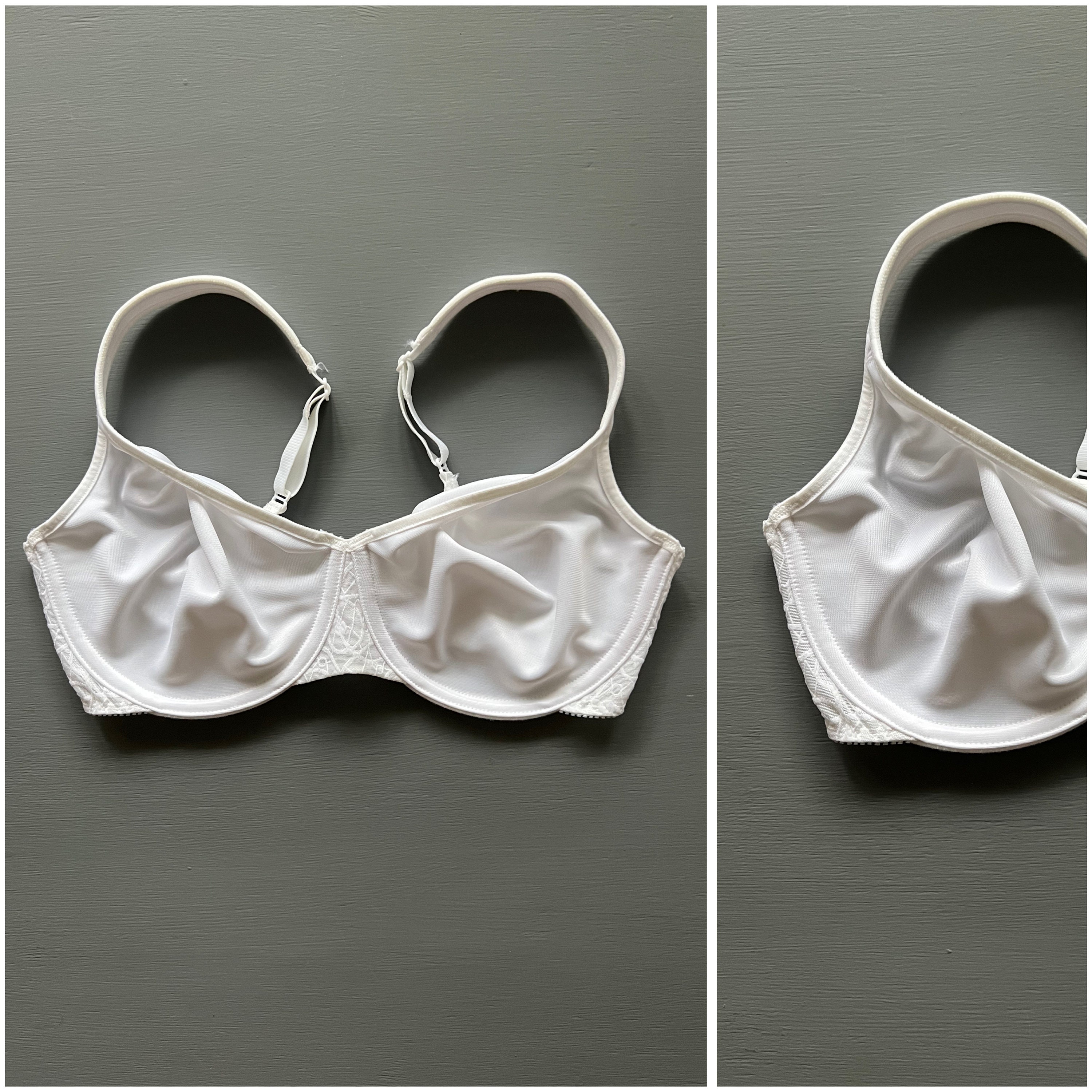 Vtg TRIUMPH Full Covered Bra Retro Sheer Embrossed Abstraction Lingerie ...