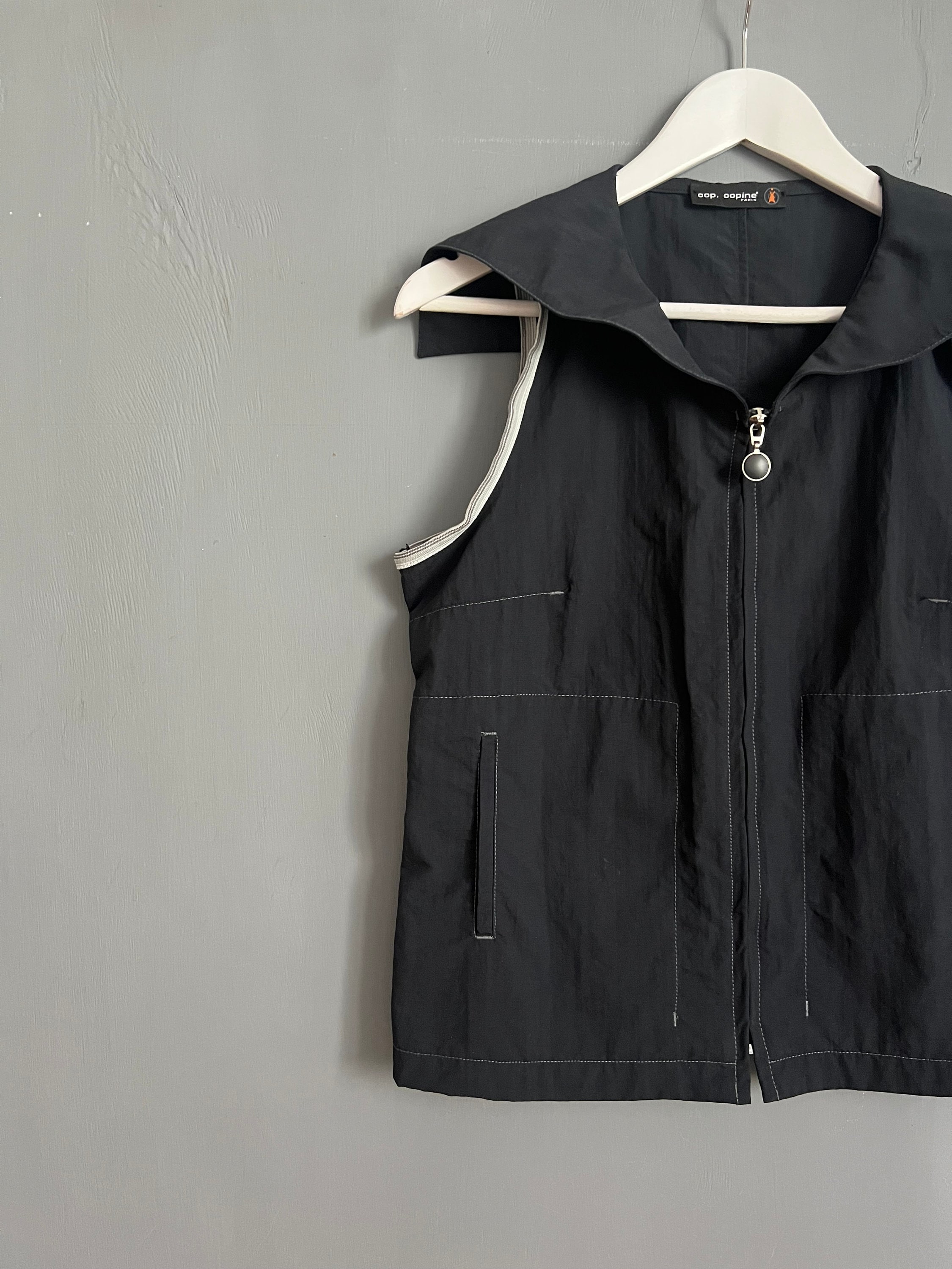 Vintage Cop Copine Paris Womens Vest Black White Gray Polyamide Top ...