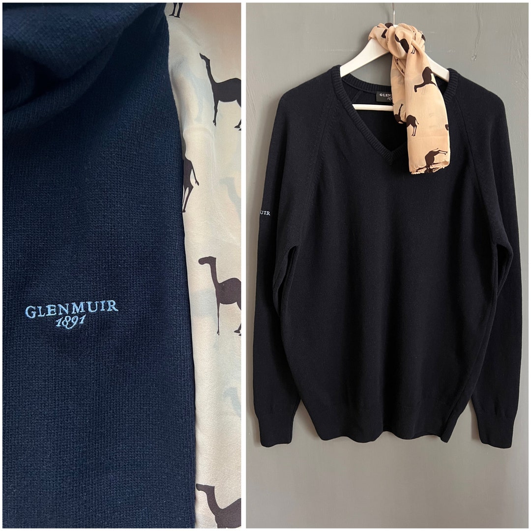 Vtg Glenmuir 1891 Man’s Pullover Navy Blue Lambswool Woolmark Blend ...