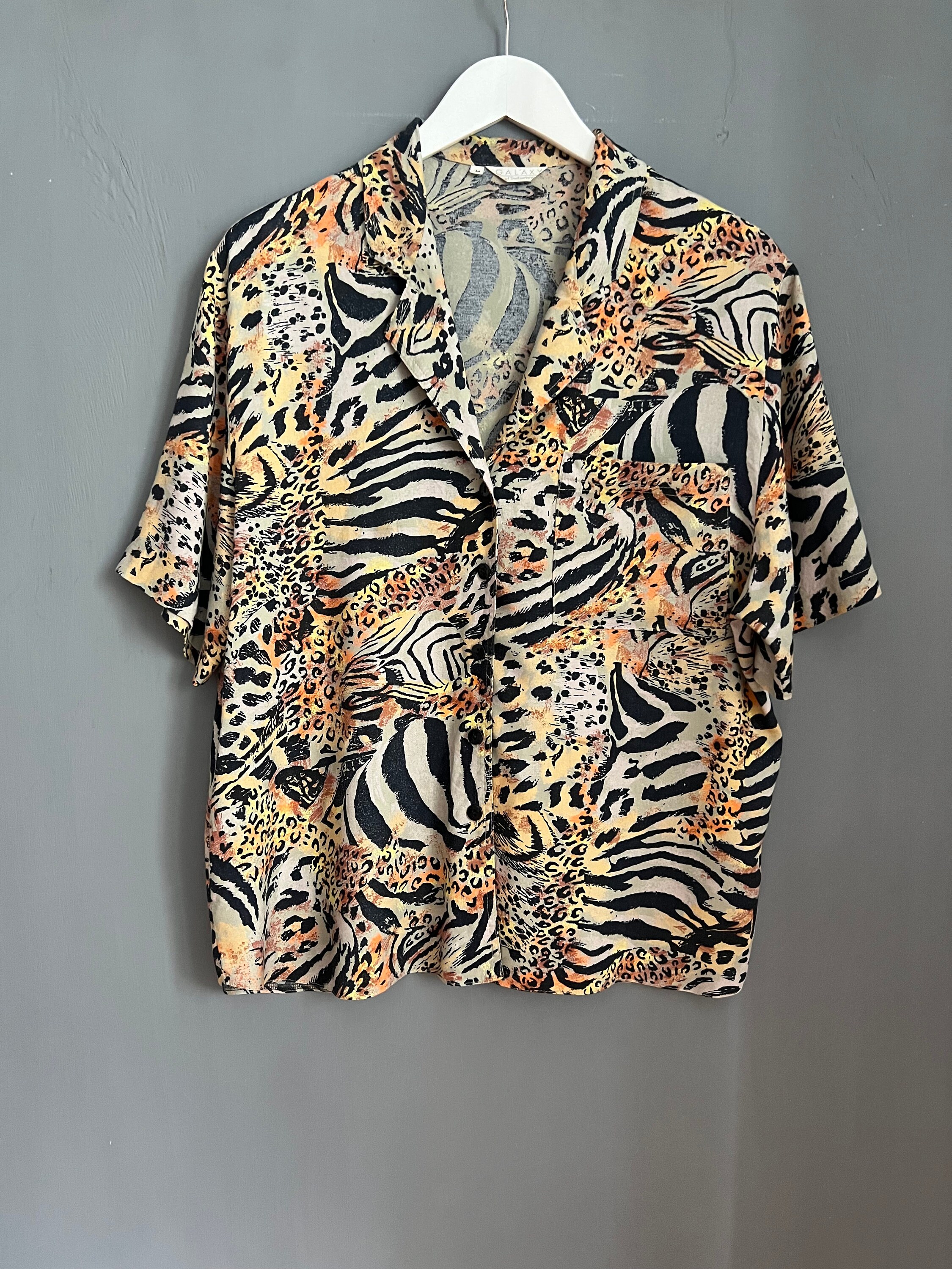 Vtg Galaxy of Switzerland Animal Print Blouse Zebra Leopard Viscose ...