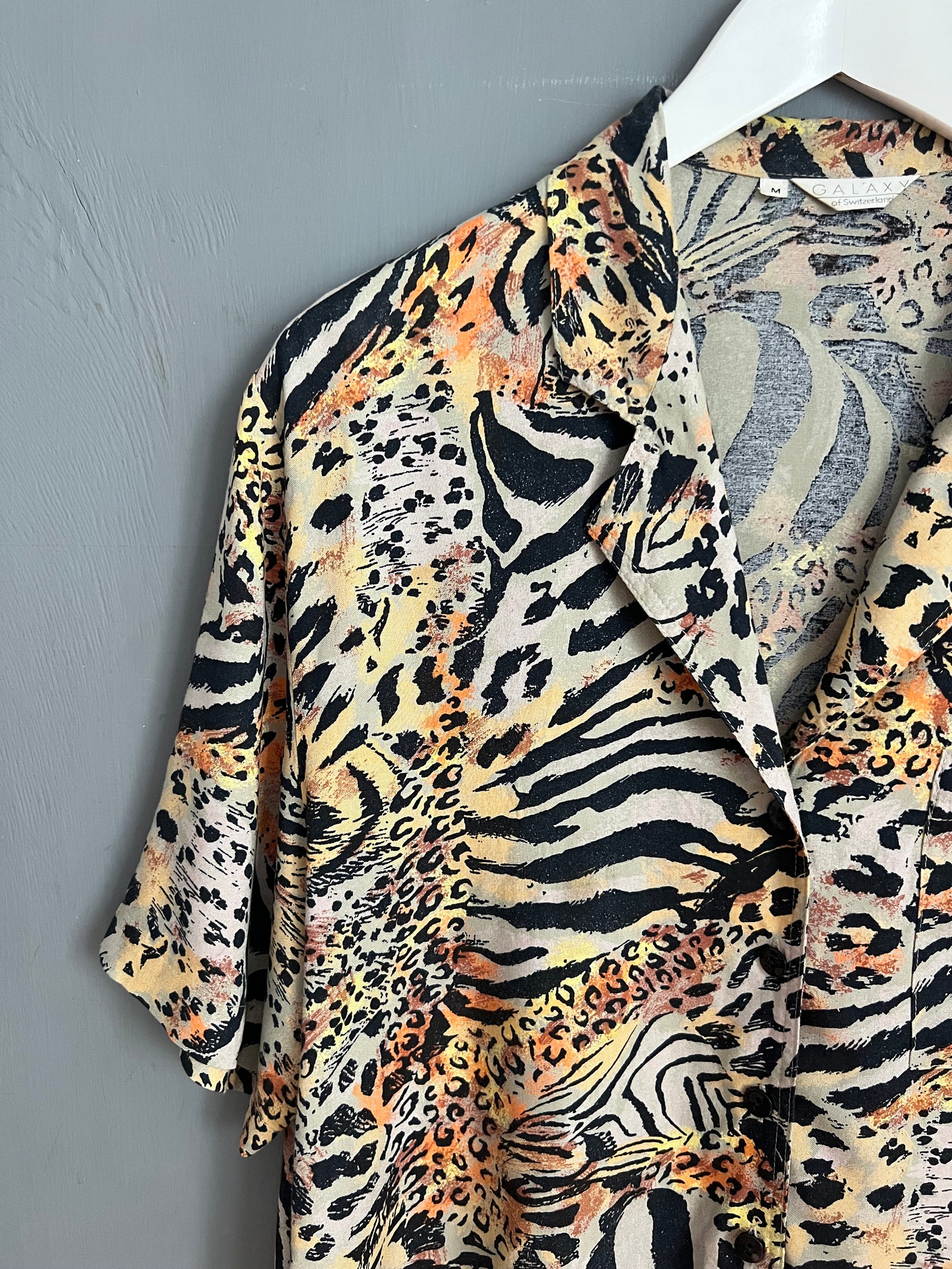 Vtg Galaxy of Switzerland Animal Print Blouse Zebra Leopard Viscose ...