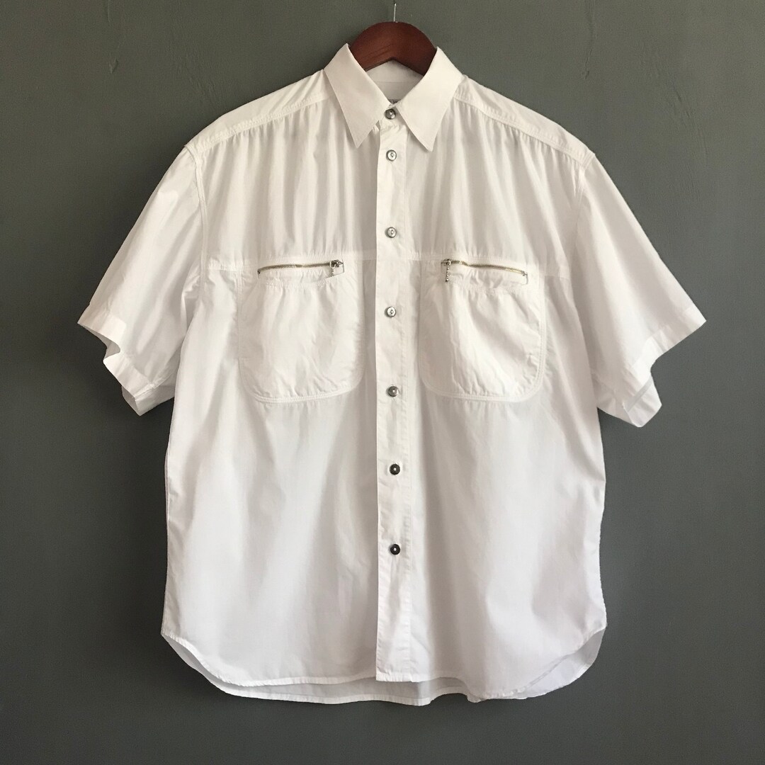 Vintage Edith Kumar Casual White Shirt, Button up Short Sleeve Mens ...
