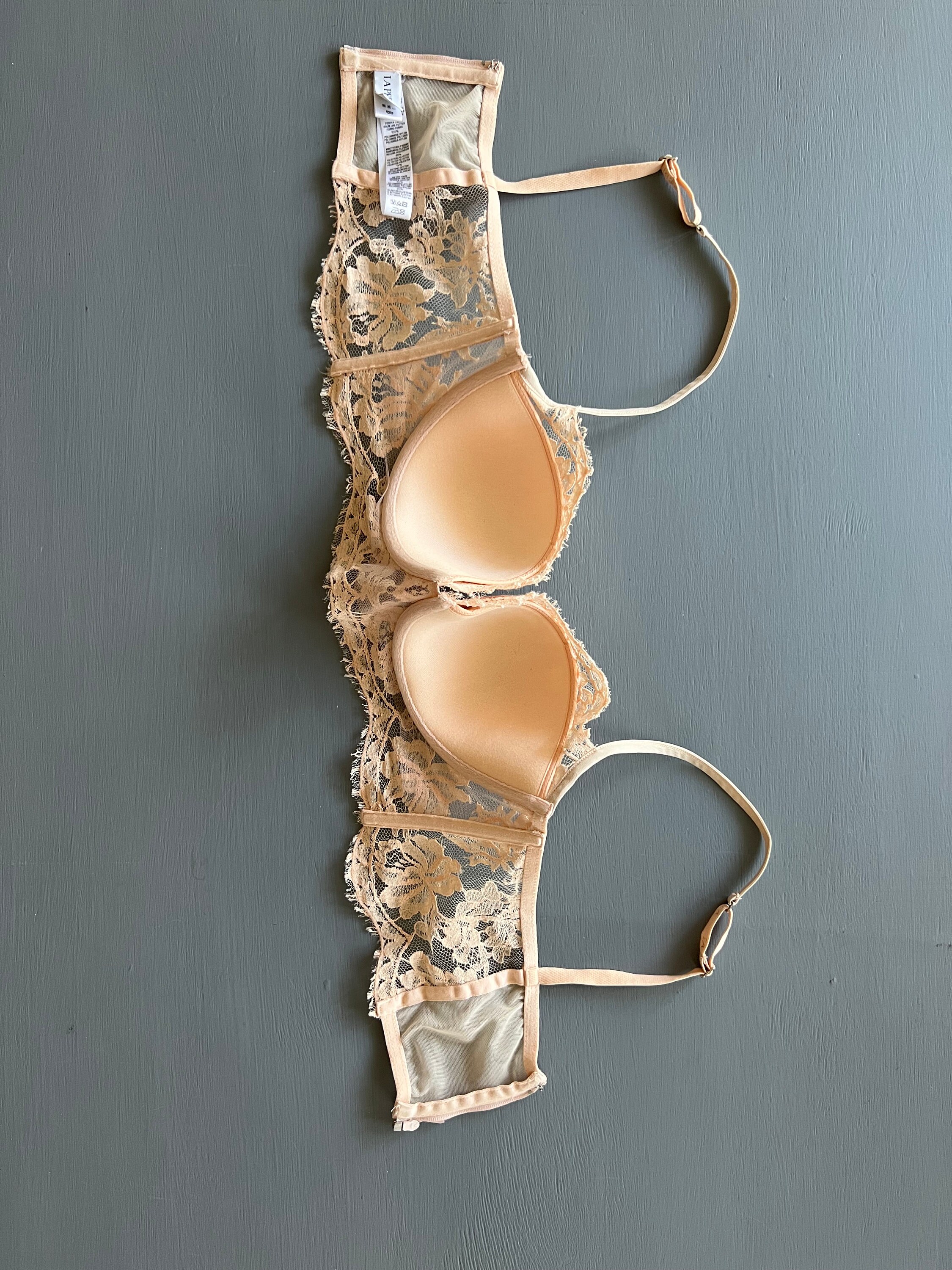 Vintage La Perla Mesh Lace Balcony Bra, Beige Half Cup Bralette, Floral ...