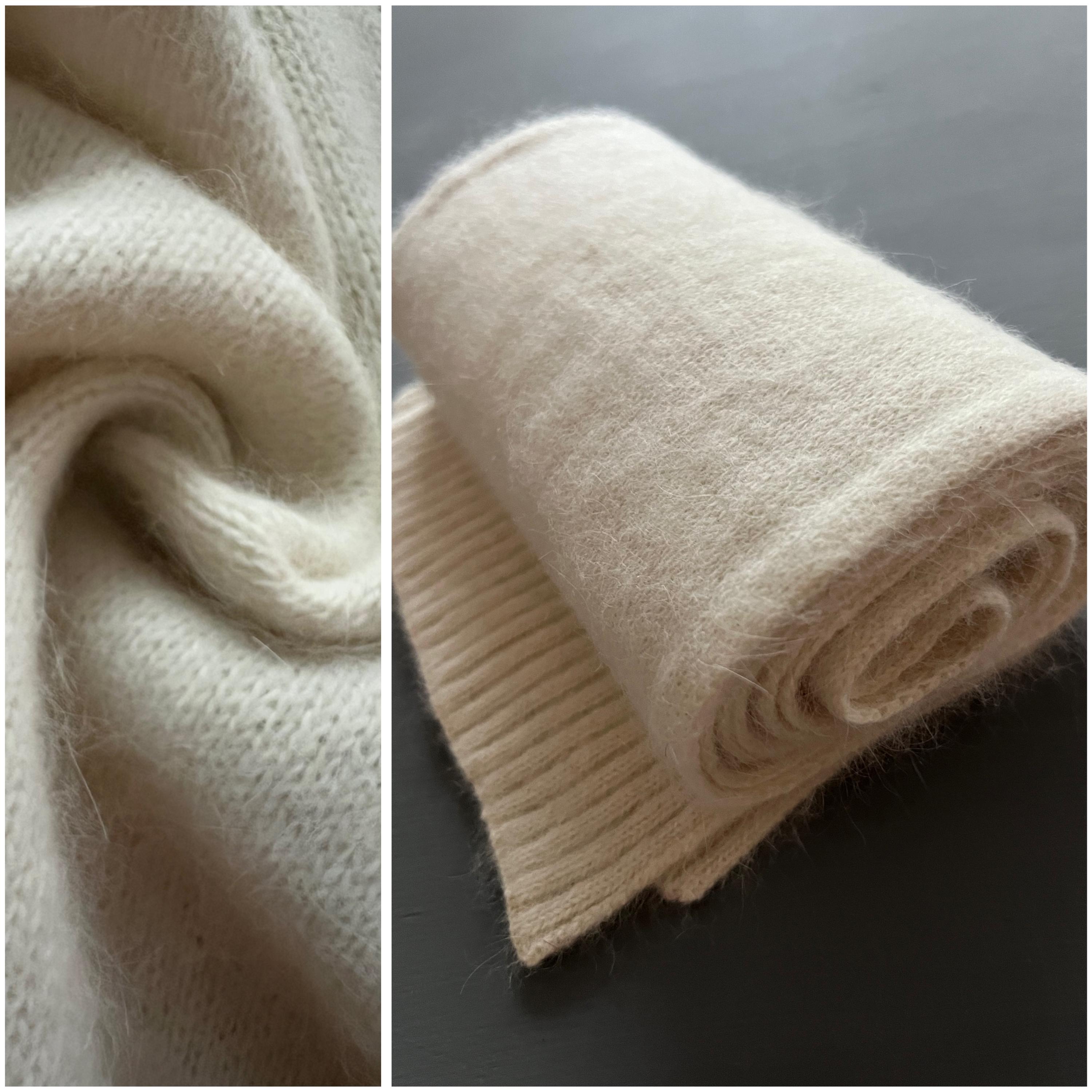 Vtg Sweet Cozy Angora Scarf One Tone Off-white Shawl Rectangular Fluffy ...