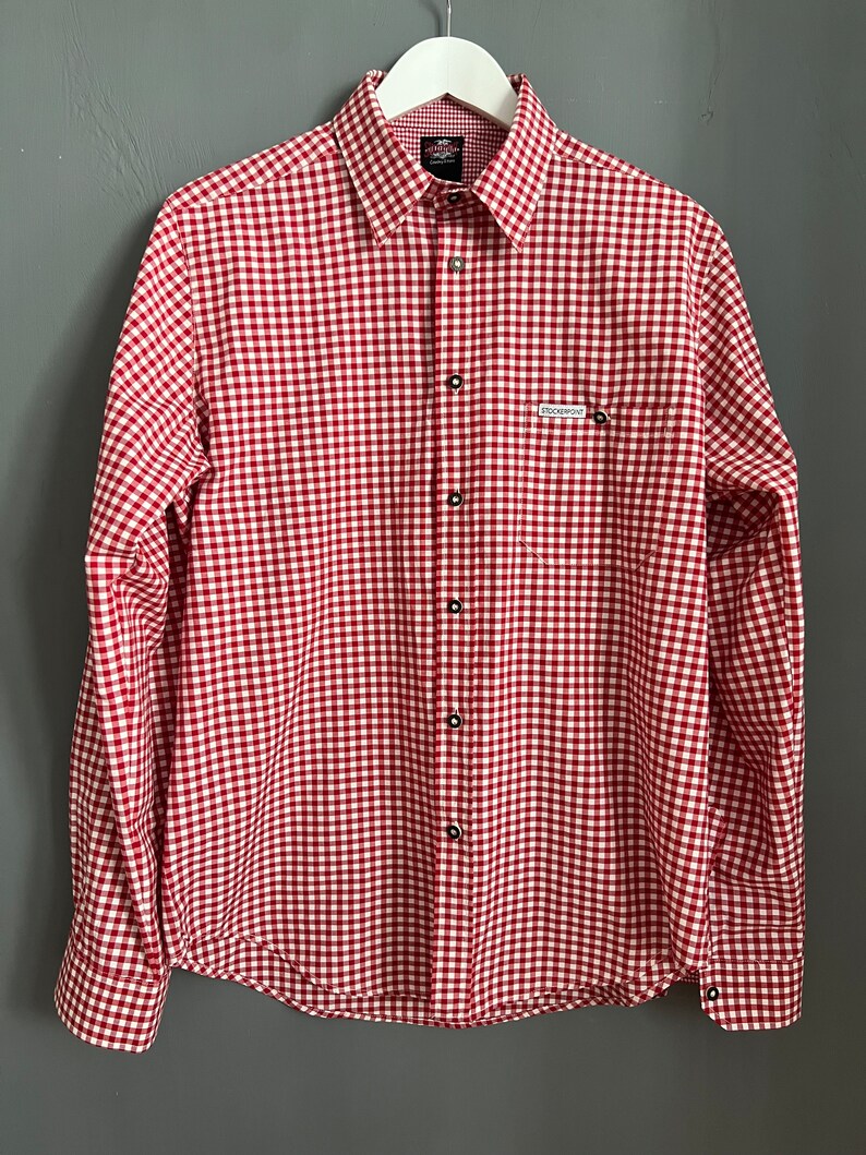 Vtg Stockerpoint Trachten Shirt, Red and White Gingham Checkered Plaid ...